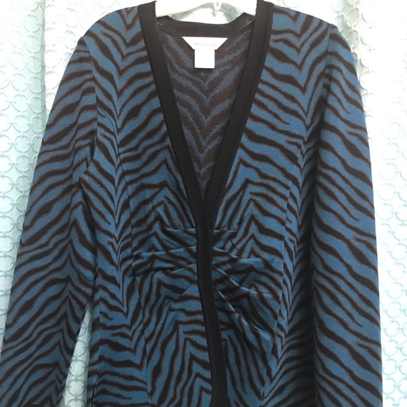 Misook | Sweaters | Teal And Black Tiger Stripped Cardigan | Poshmark